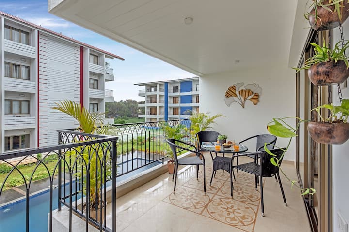 Designer 1bhk/seaside Apt 207:pool/wifi/inverter - Goa