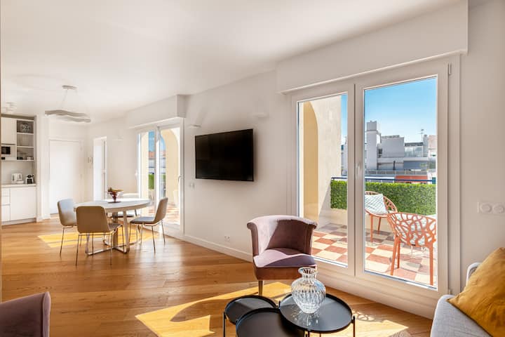 Luxury Penthouse 2bdr/2bath Terrace 3min Promenade - ibis Nice Centre Gare