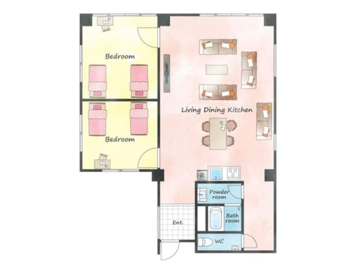 Tizwanhotel/201号室/海水浴場徒歩2分/ 17人迄/淡路島の中心 - Sumoto