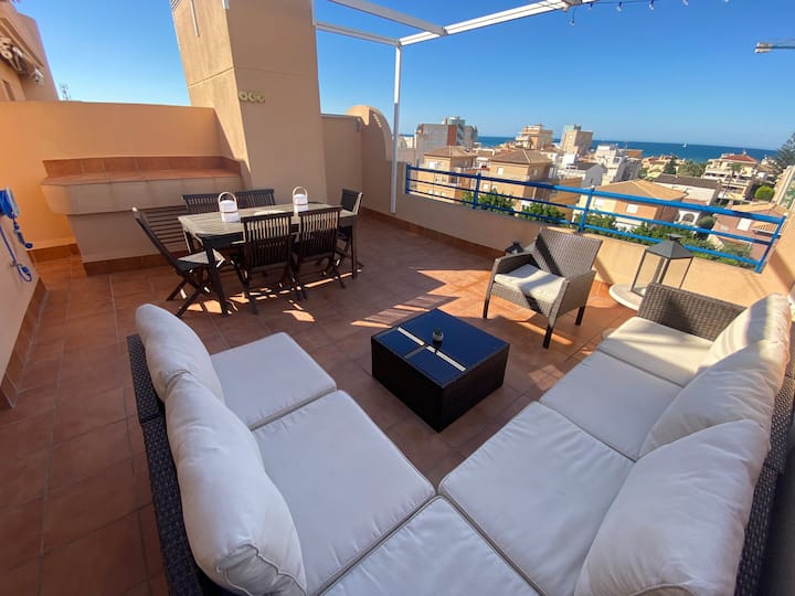 Ap-6 ÁTico Duplex Con Vistas Al Mar Y Piscina - Oliva