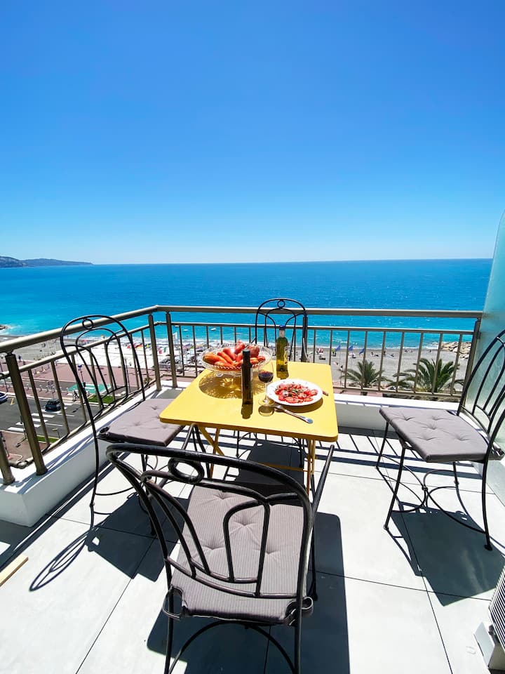 "Le Seaview" Par Enjoynice: Studio, Clim, Terrasse - ibis Nice Aéroport Promenade des Anglais