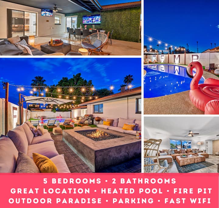 *Sun Devils Bnb*~heated Pool~fire Pit~bbq~games - Tempe, AZ
