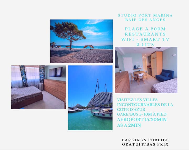Studio 2 Lits, Plage - Fame Marina Baie Des Anges - Plage des Bouches du Loup