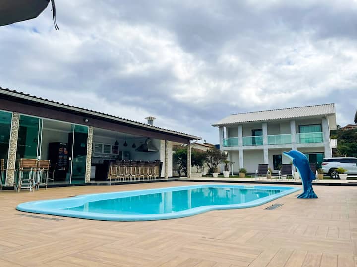 Linda Casa Pé Na Areia, Com Piscina - Casa Lumar - Guarapari
