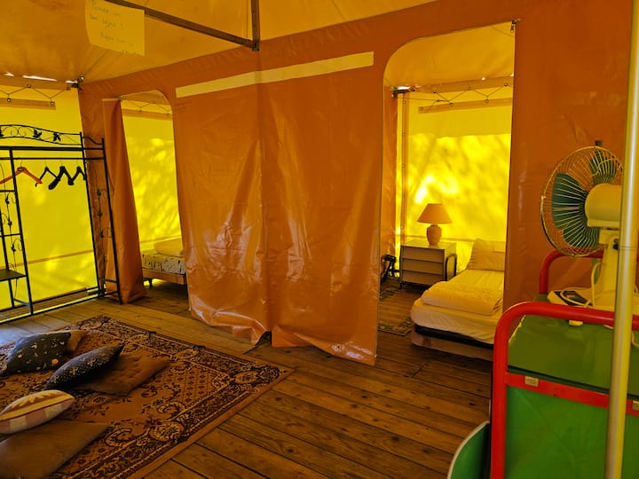 Tente Bungalow - Camping à La Ferme Avec Piscine - Sillans-la-Cascade