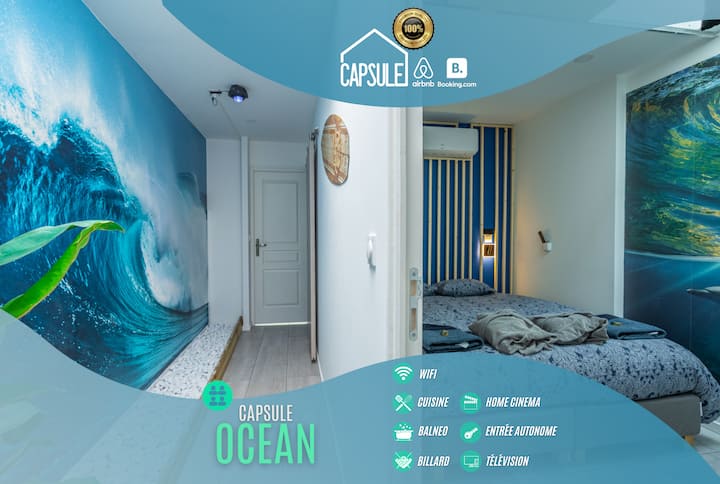 Capsule Ocean / Jacuzzi / Billard / 2 Chambres - Valenciennes