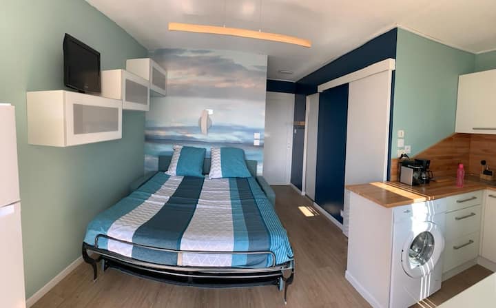 Studio Cabine Vue Mer Dans Résidence Avec Piscine - La Franqui