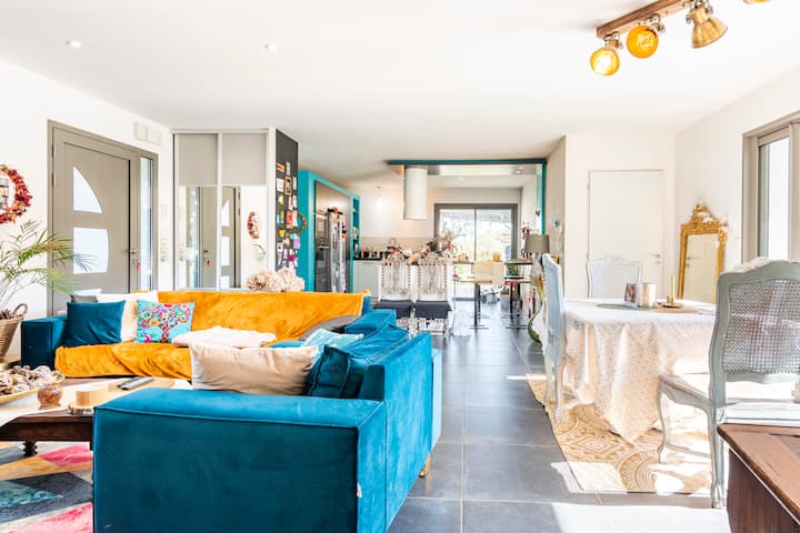 Chambre Bohème Dans Magnifique Villa Avec Piscine - Mont-de-Marsan