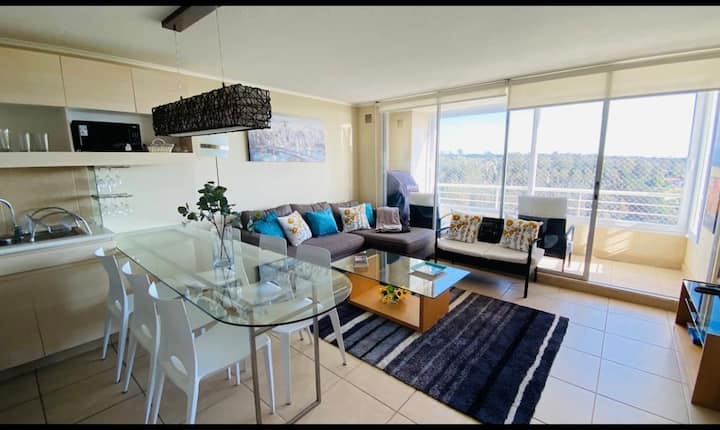 Elegante Laguna Bahia Linda Vista Mar Y Puesta Sol - Algarrobo