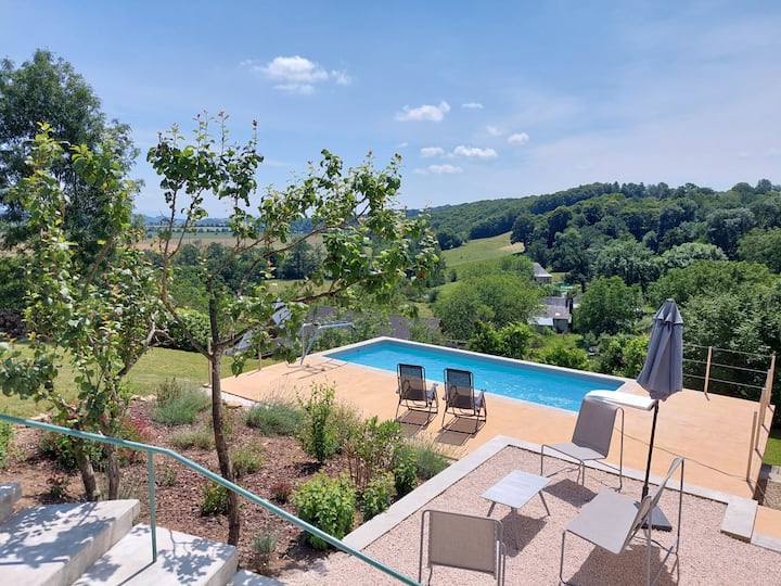 Maison Avec Piscine Privative Et Magnifique Vue - Conques