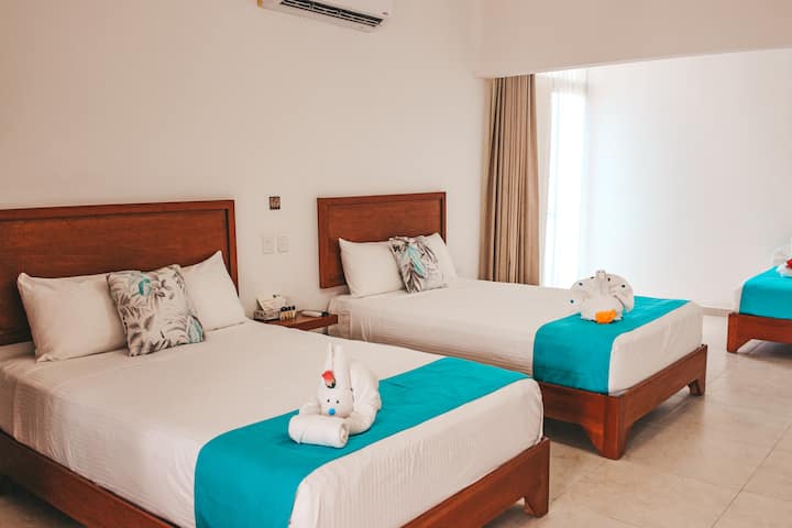 Cómoda Habitación Familiar Con Vista A La Piscina - Holbox