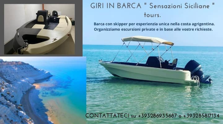Giri In Barca Bicolore Firmata Con Capitano. - Siculiana