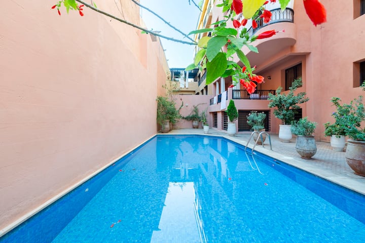 Confort + Terrasse &Piscine | Guéliz Centre à Pied - Marrakech