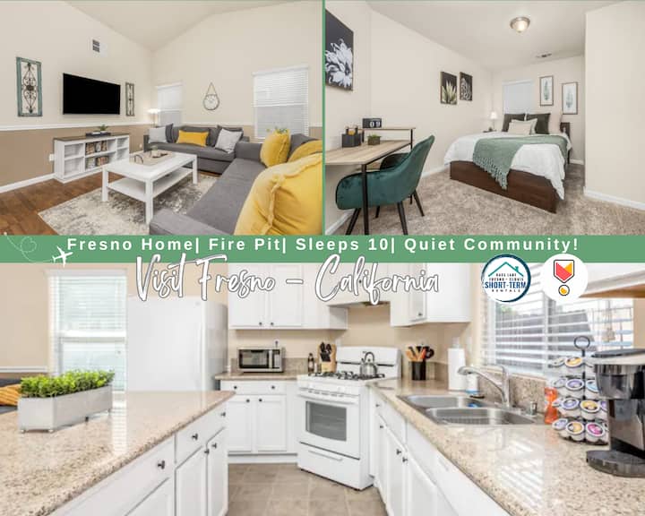 Fresno Home| Fire Pit| Sleeps 10| Quiet Community! - Fresno, CA