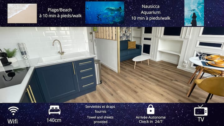 Le Bluemoon, Studio De Charme Refait à Neuf - Boulogne-sur-Mer