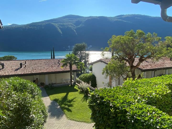 Schöne 3-zi-gartenwohnung Mit Pool Und Seezugang - Morcote