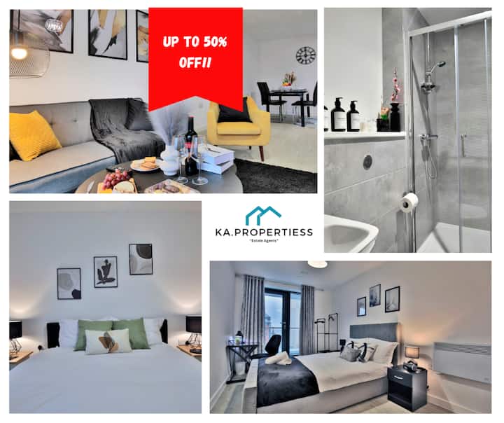 En‑suite Penthouse | Salford City View - Manchester