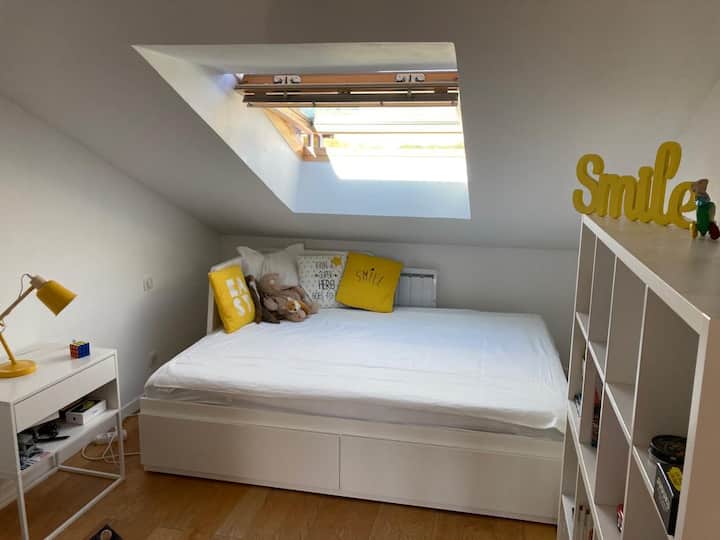 Chambre Avec Bureau Et Sdb Privés Dans Beau Duplex - Douvaine