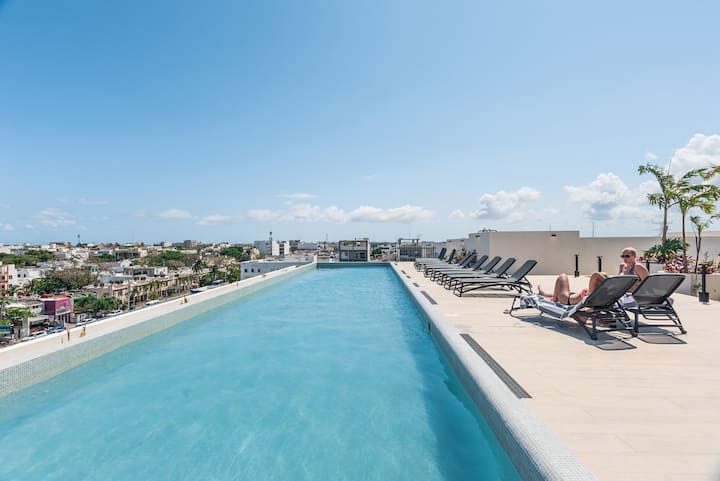 Studio W Rooftop Pool Near Beach & 5th Ave - Playa del Carmen