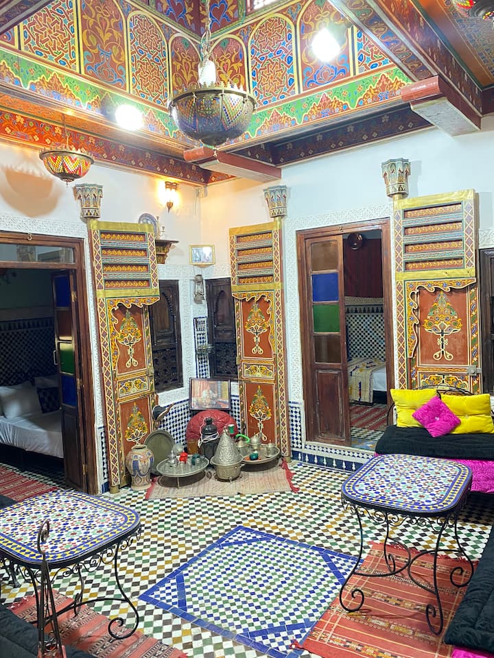 Fes : Agréable Chambre Triple Traditionnel - Fès
