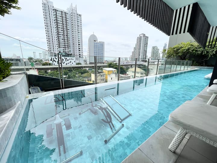 12 Btswongwianyai大皇宫iconsiam 泳池 Wifi 轻奢公寓 - Bangkok