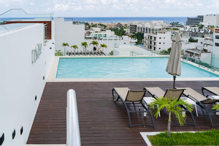 1b Sea View Rooftop With Jacuzzi And Pool - Playa del Carmen
