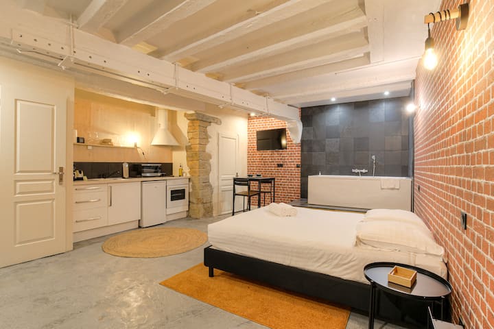 Studio Style Industriel Avec Baignoire, Vieux-lyon - Lyon