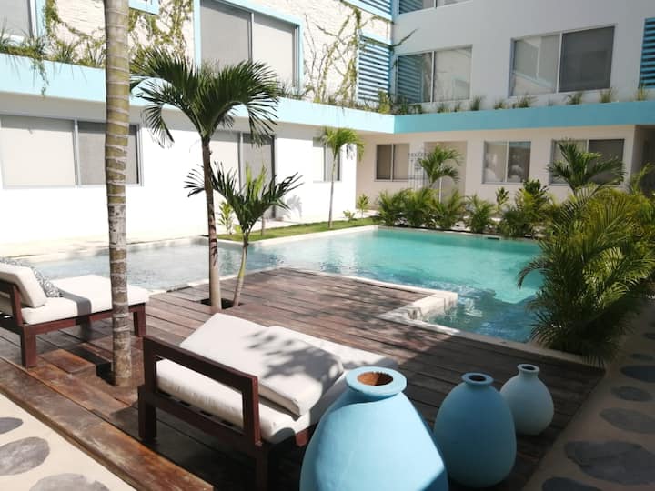 Private Terrace W/pool 1bd Fast Wifi Pool Gym&roof - Tulum