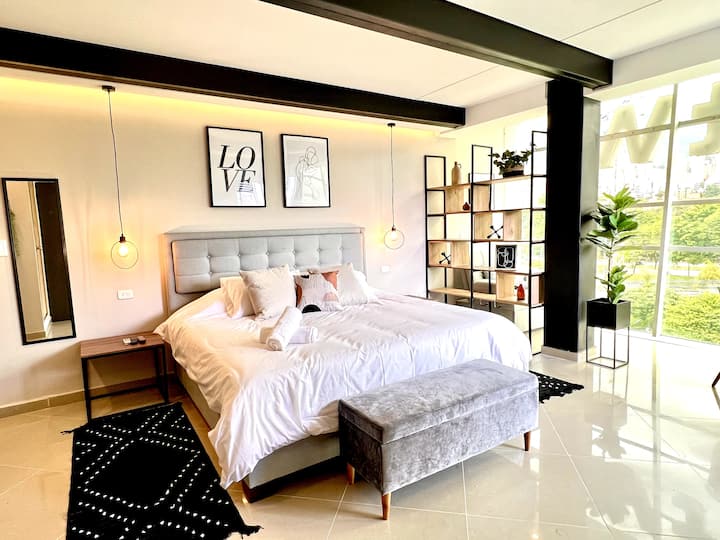 Luxury Loft Great Views Near Poblado-kingbed-a/c - 麥德林