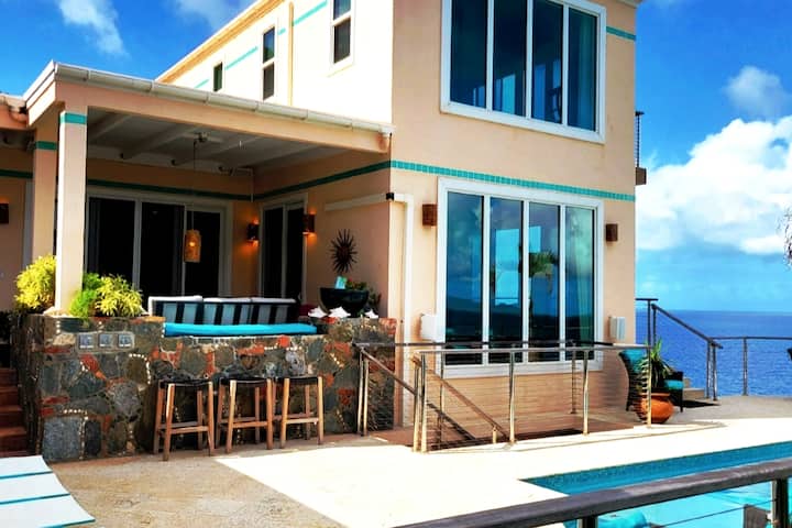 Luxury 5 Bedroom Ensuite Ocean Front Villa With Pool, Hot Tub & Stunning Views - U.S. Virgin Islands