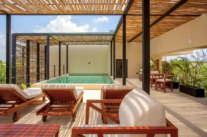 Central 3-bedroom Condo | Roof Top Pool, Wifi - Tulum