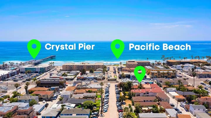 1 Block To Pacific Beach/food/bars, Updated, 2-car Garage W/fee, Yard, Sleeps 12 - San Diego