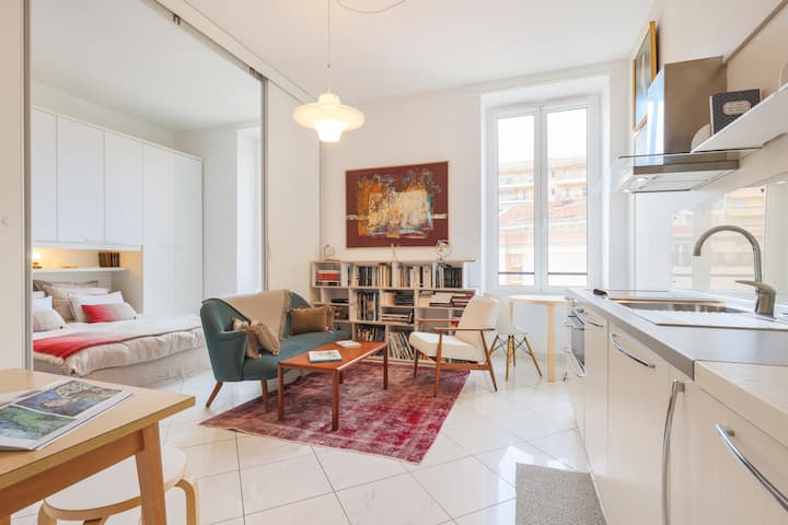 La Library • 2 Pièces Centre Ville • Proche Mer - Plage du Borrigo (Menton)