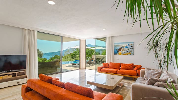 Kalkan Deniz Manzaralı Isıtmalı Havuzlu Villa 1190 - Kalkan