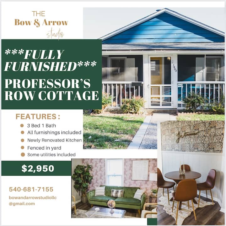 Prof Row Cottage; 3br/1ba House W/kitchen! - Fredericksburg, VA