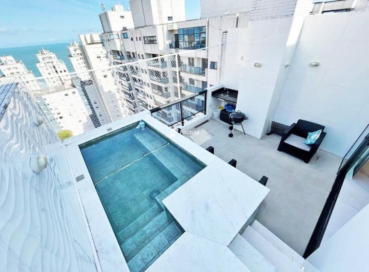 Cobertura Penthouse,80m Da Praia, 2 Vagas,3 Suítes - Guarujá