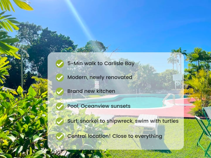 5-min Walk To Beach, Pool, Clean Modern, Oceanview - Bridgetown