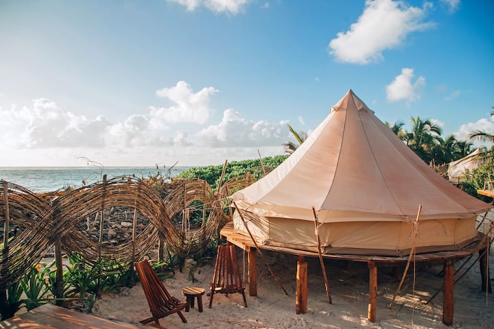 Glamping Con A/c Frente Al Mar En Parque Nacional - Riviera Maya