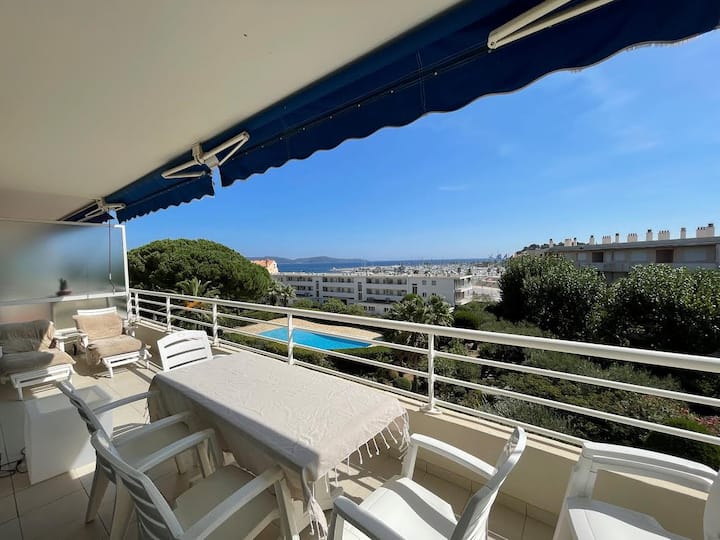 Grand Pavois Bel Appart Climatisé Vue Mer Piscine - Cavalaire-sur-Mer