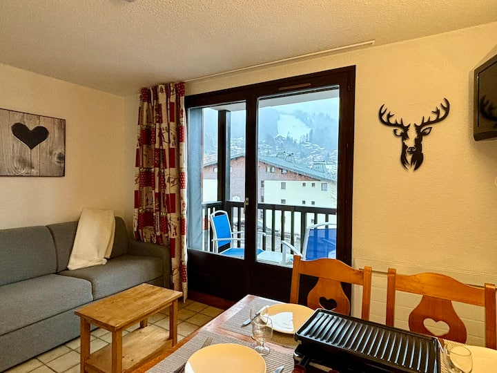 Studio Cabine Centre, Balcon, Linge Wifi Vue Piste - Les Carroz d'Arâches