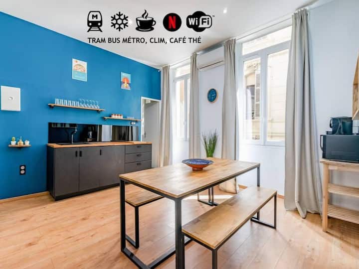 City Center, 6ppl - 2 Bedrooms - 3 Beds, 70m2, Ac - Marseille