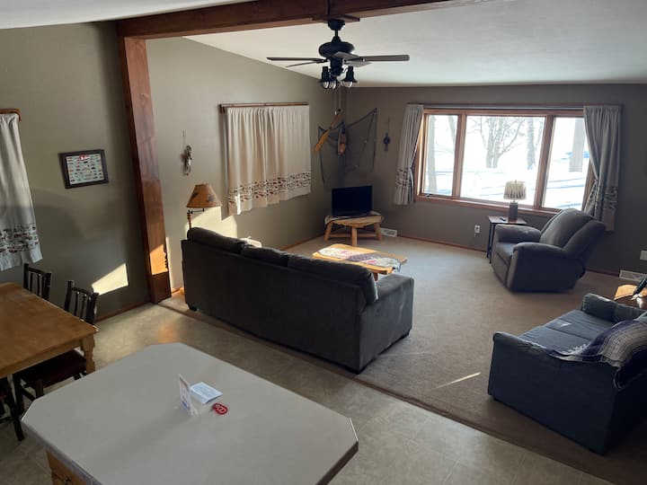 Snowmobile From Lakehouse Door. - Presque Isle, WI