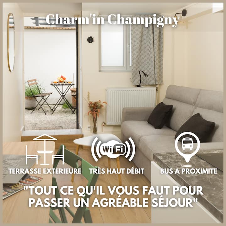 Charm'in Champigny: Studio Cosy, Détente & Travail - Champigny-sur-Marne