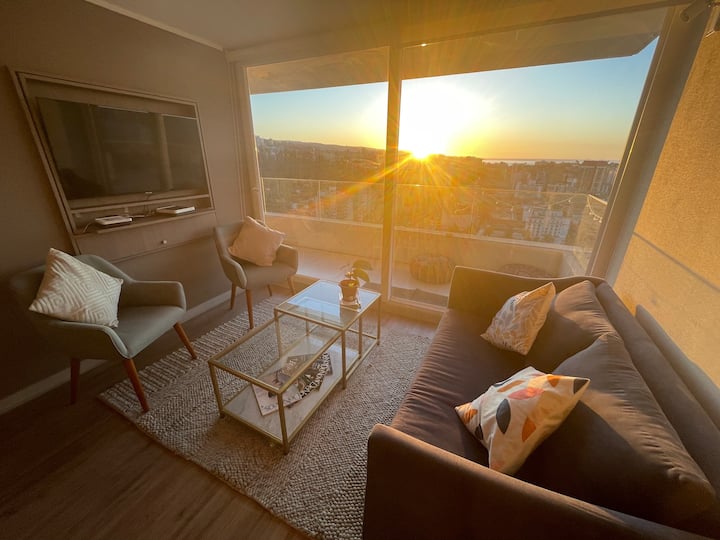 Depto Central Con Vista Al Mar Y A La Ciudad - Viña del Mar