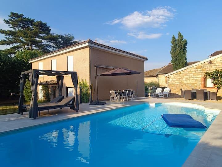 Maison De Charme 10 Pers. Clim & Piscine Chauffée - Beaujolais