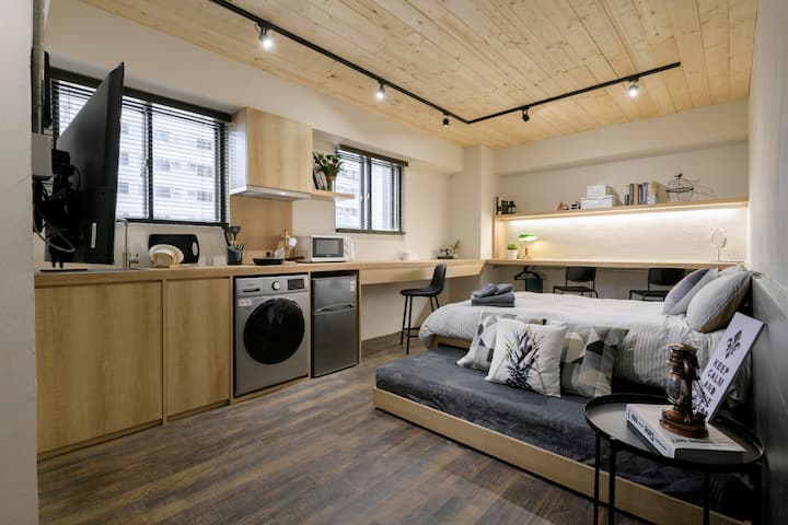 月租New 1 Min To Mrt 大安站/電梯4人套房/大安森林公園/有浴缸/工業風質感宅6-2 - Da’an District