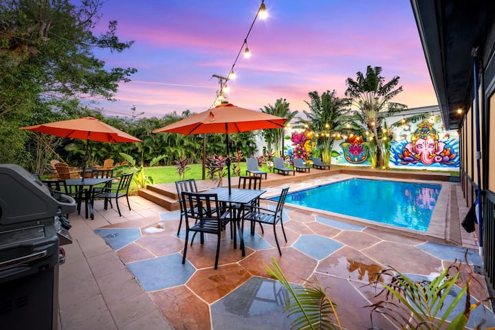 Boho Retreat 3/2,heated Pool,pets, 10 Min To Beach - Pompano Beach, FL