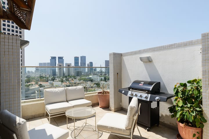 Bomb  Shelter - Downtown Apt 3bdr With City View - Aéroport de Tel Aviv Ben Gurion (TLV)