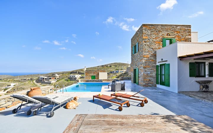 Villa Eliza With A Swimming Pool And A Sea View - Kea