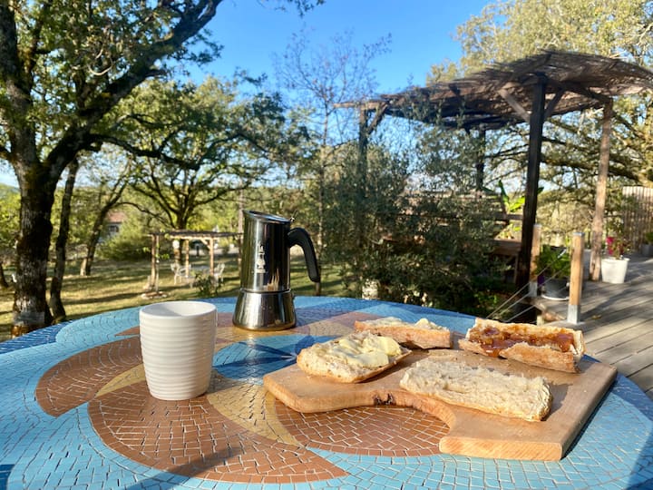 Maison Bois Terrasse Pilotis - Saint-Cirq-Lapopie